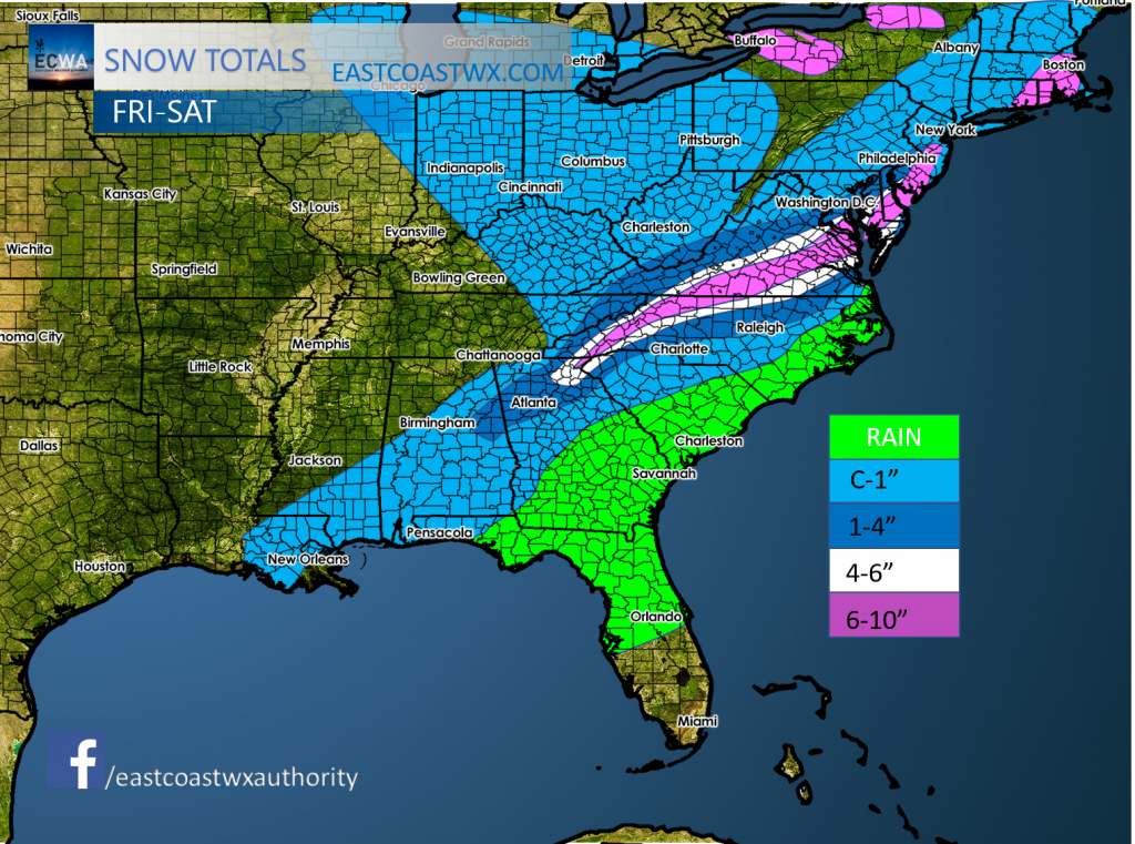 Southern Snowstorm Into Saturday with More Snow - Carolina Weather ...