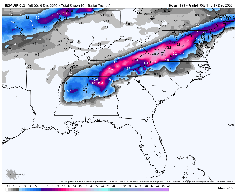 Euro Shows Winter Storm Potential for Southeast - Carolina Weather ...
