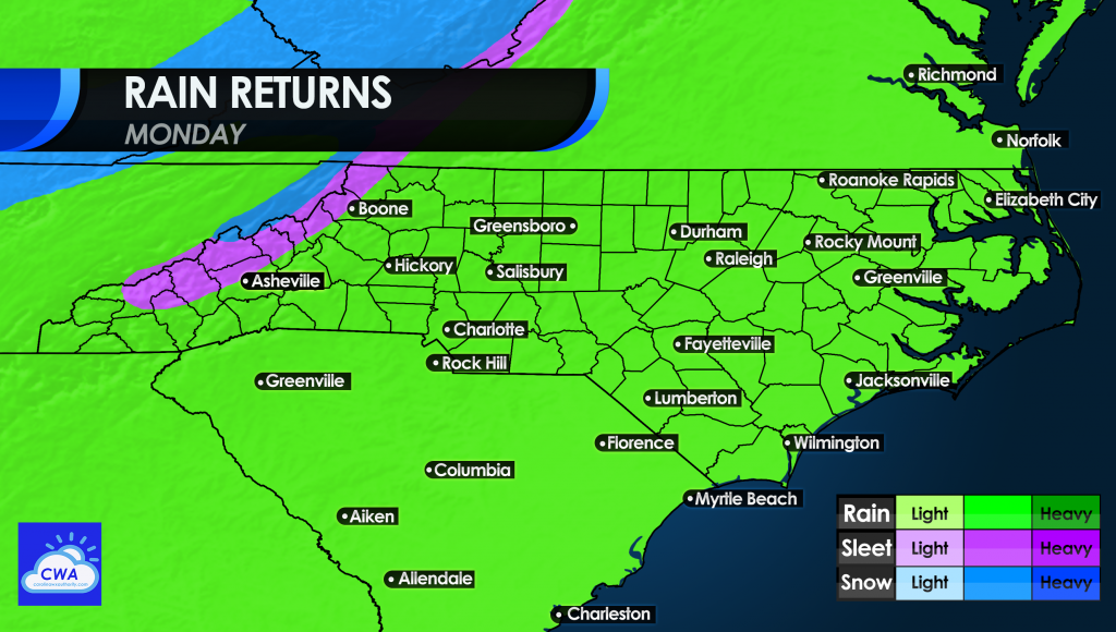 Rain Returns Monday for the Carolinas, Mixing in Mountains - Carolina ...